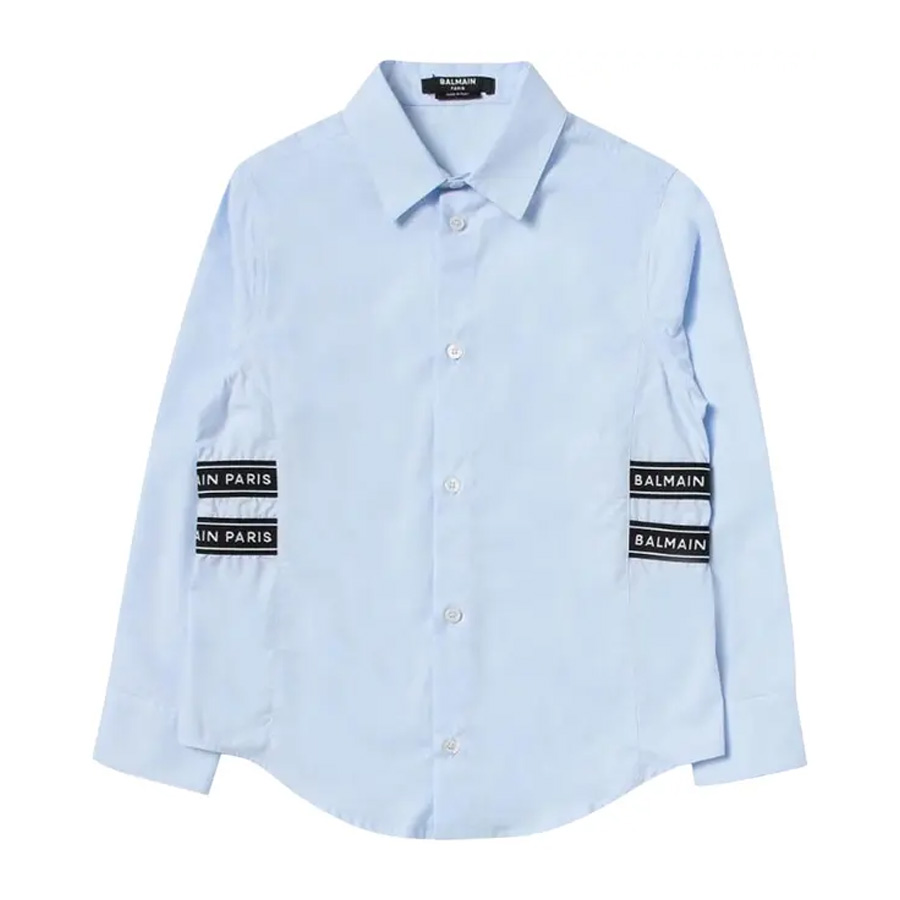 Balmain Open Box - Balmain Boys Logo-Stripe Long-Sleeve Shirt, Size 8 ...