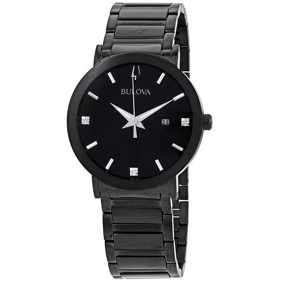 Bulova Open Box - Bulova Modern Diamond Black Dial Men's Watch 98D144 ...