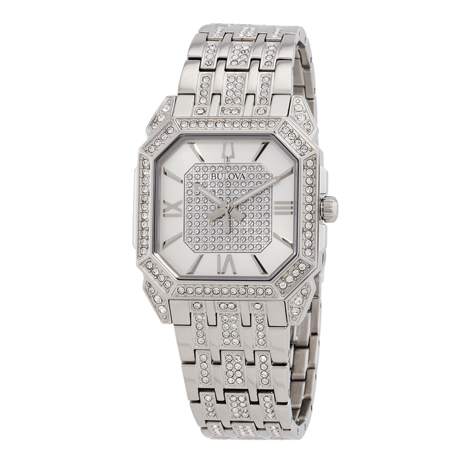 Bulova Open Box - Bulova Octava Quartz Crystal Silver Dial Men's Watch ...