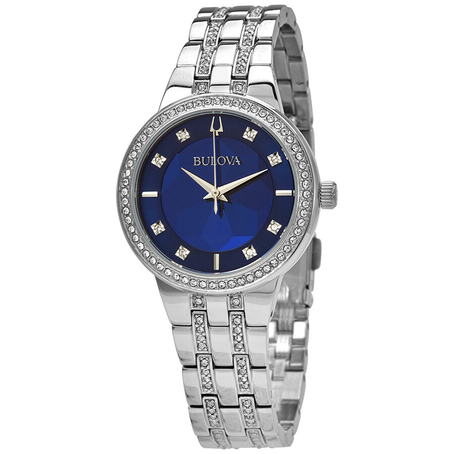 Bulova Open Box - Bulova Phantom Quartz Crystal Blue Dial Ladies Watch ...