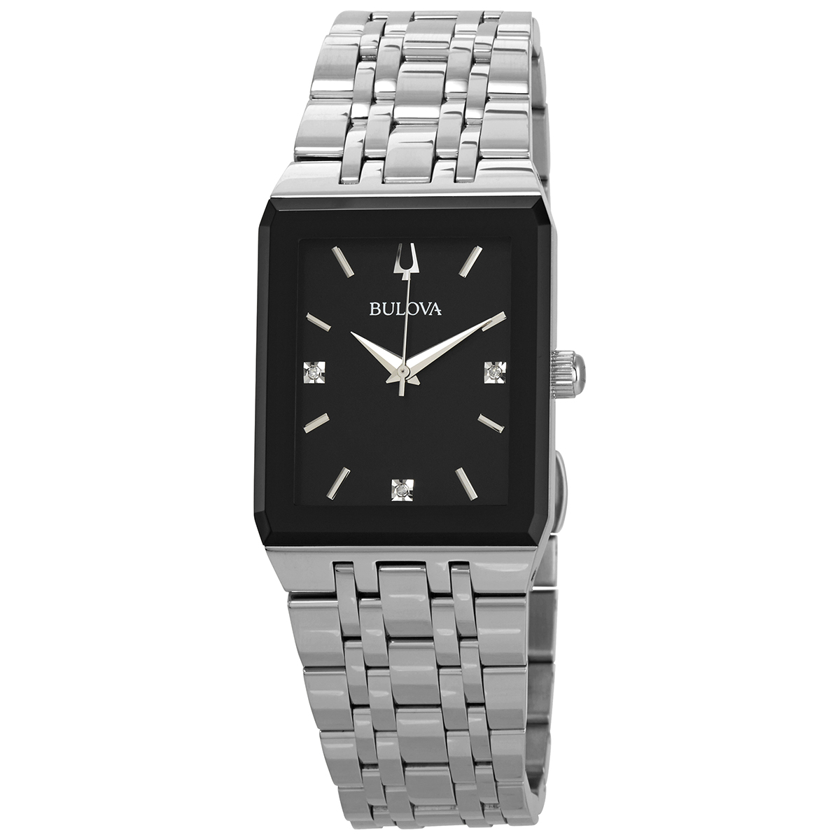 Bulova Open Box - Bulova Quadra Quartz Diamond Black Dial Men's Watch ...