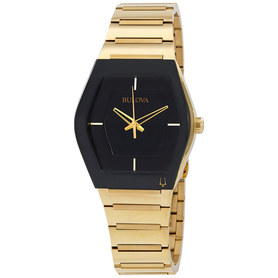 Bulova Open Box - Bulova Quartz Black Dial Gold-tone Men's Watch 97A164 ...
