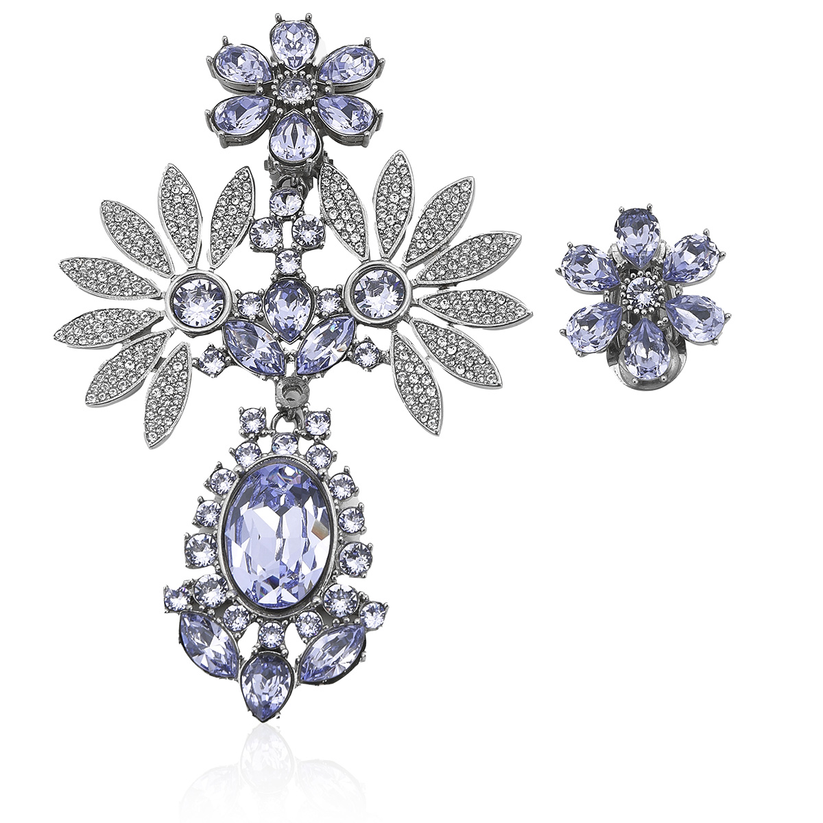 Burberry Open Box - Burberry Crystal Double-daisy Drop Earring And Stud ...