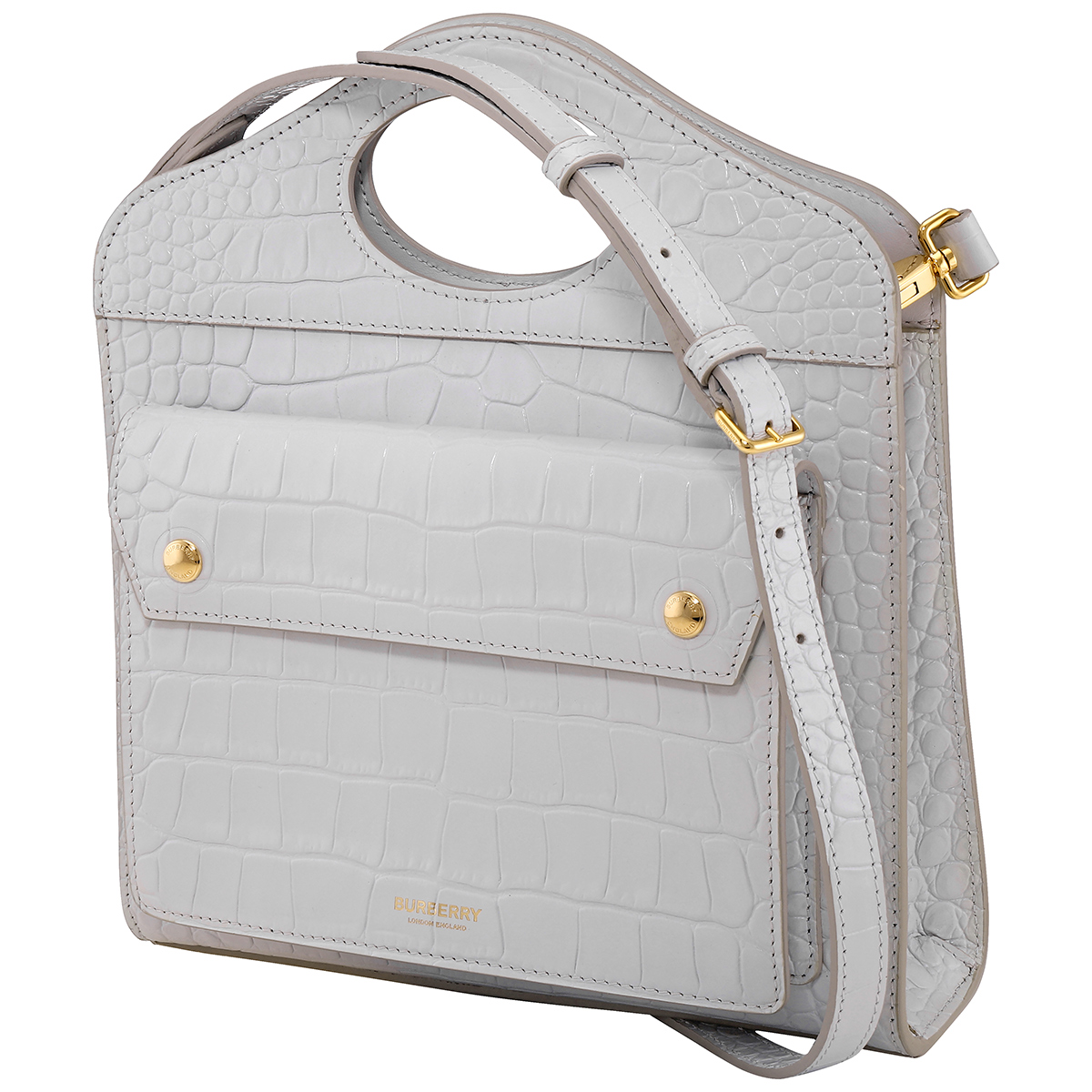 Burberry Open Box - Burberry Light Pebble Grey Mini Embossed Leather ...