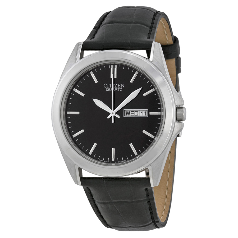 Citizen Open Box - Citizen Black Dial Black Leather Men's Watch BF0580 ...