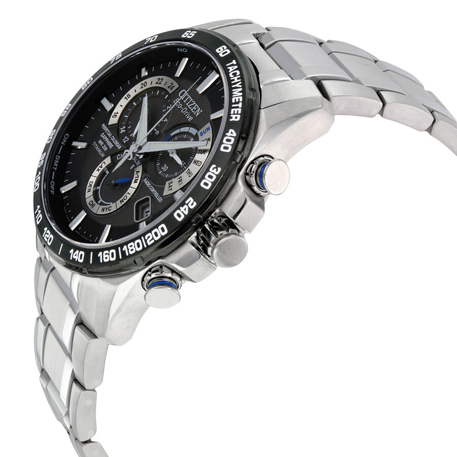Open Box - Citizen Perpetual Chrono A-T Eco-Drive Black Dial Titanium ...