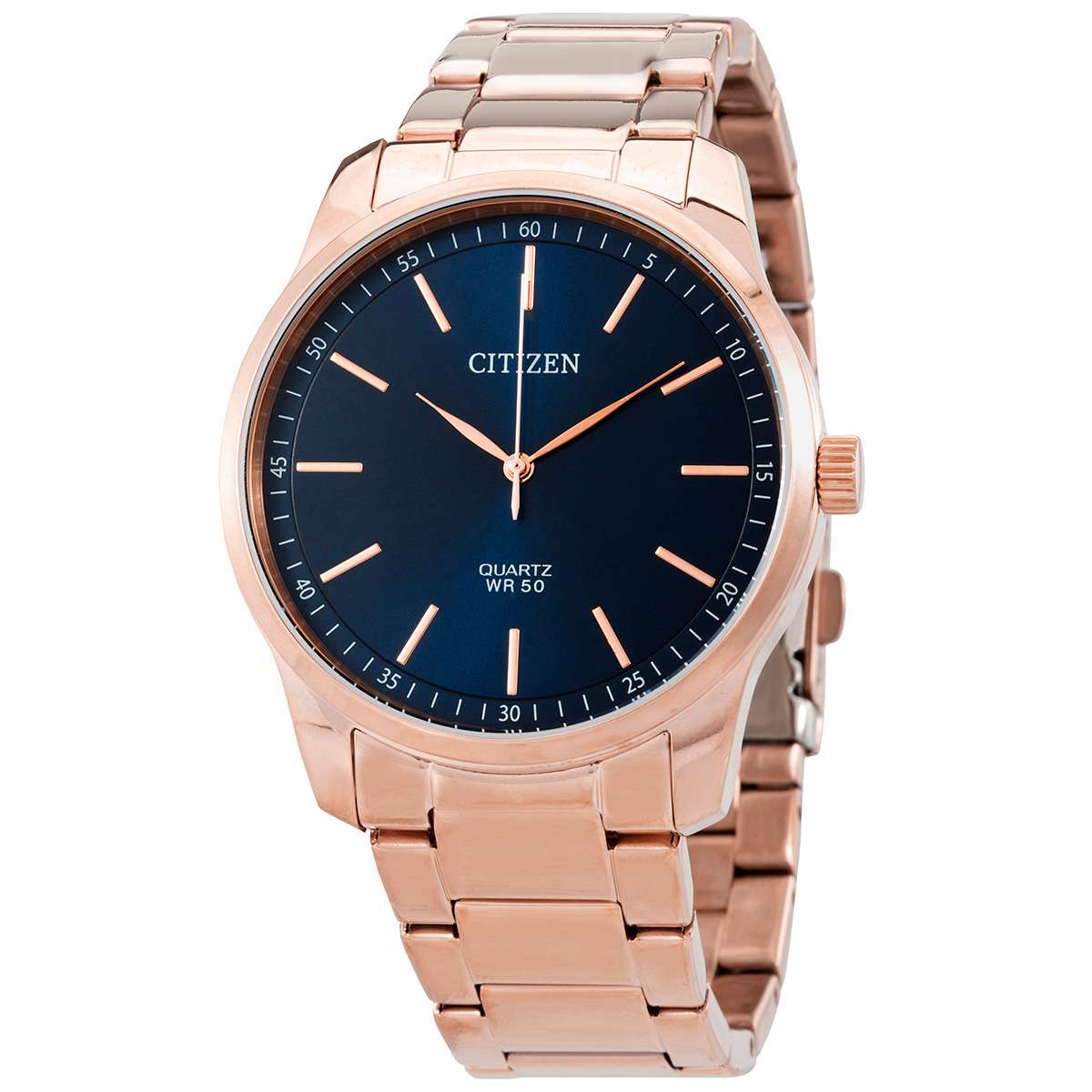 Citizen Open Box - Citizen Quartz Blue Dial Rose Gold-tone Men's Watch ...