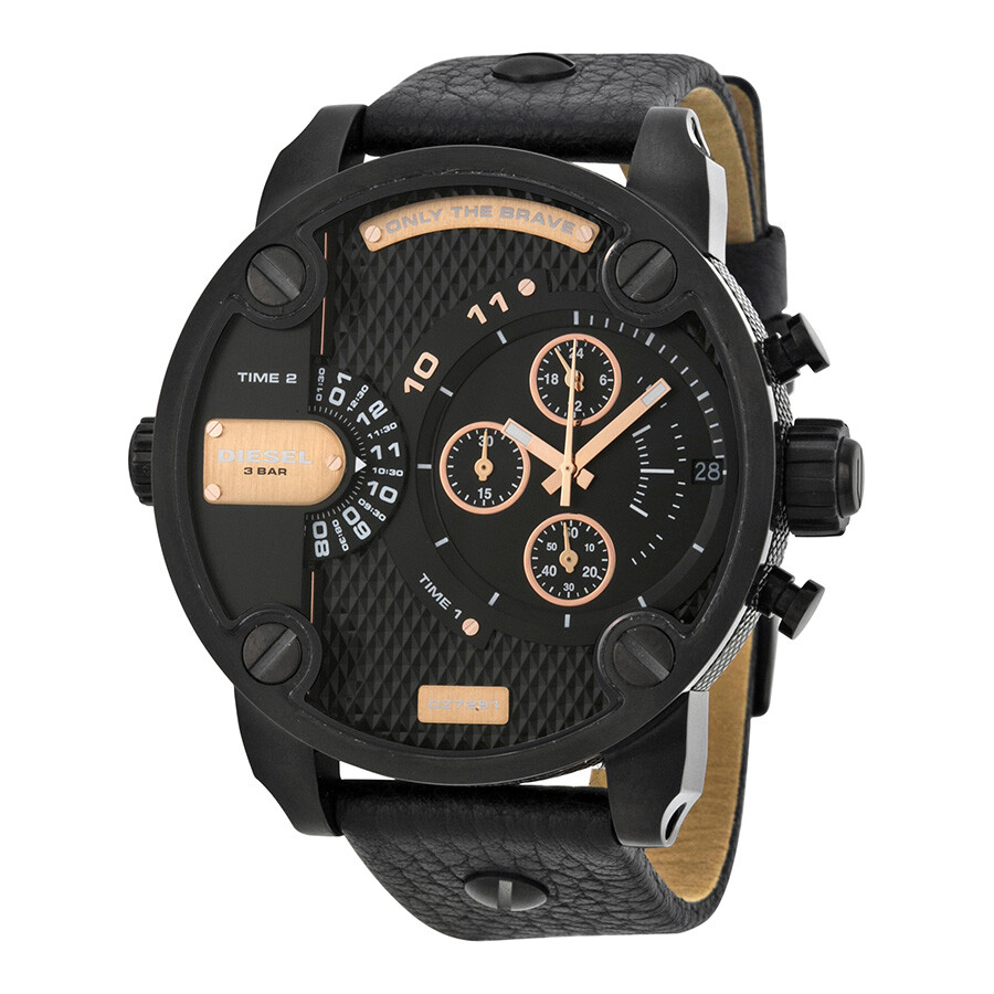 Diesel Open Box - Diesel Little Daddy Dual Time Chronograph Black Dial ...
