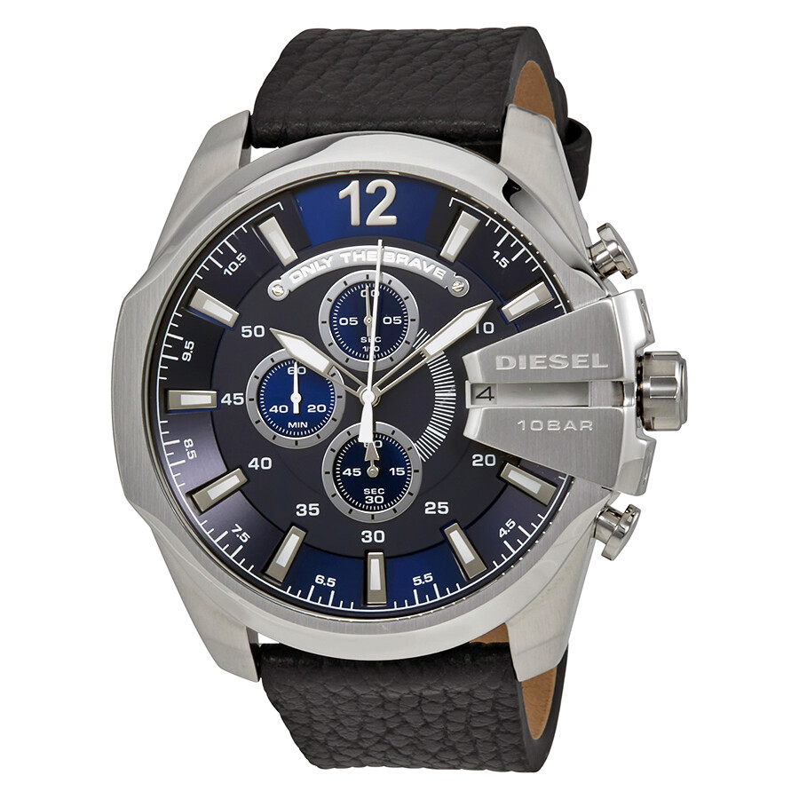 Diesel Open Box - Diesel Mega Chief Chronograph Navy Blue Dial Men's ...