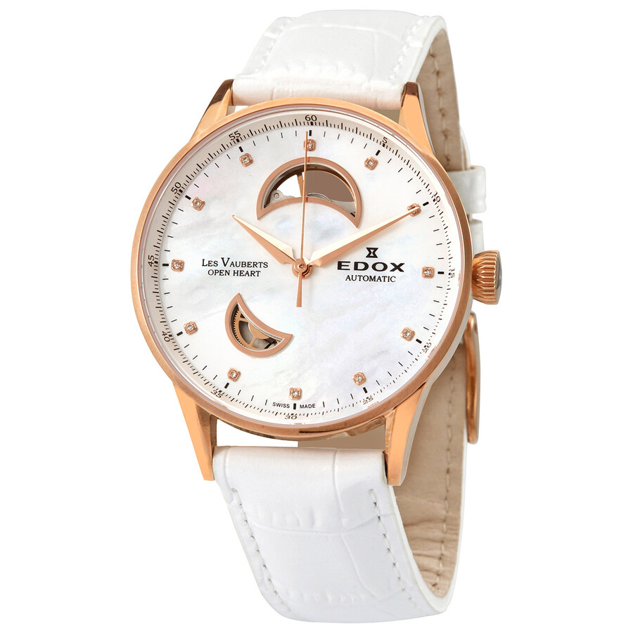Edox Open Box - Edox Les Vauberts Open Heart White Mother of Pearl Dial ...