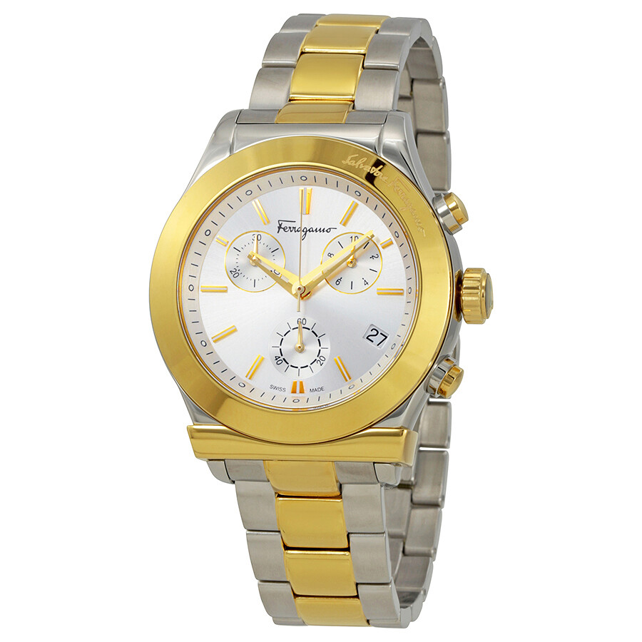 Salvatore Ferragamo Open Box - Ferragamo 1898 Chronograph Silver Dial ...