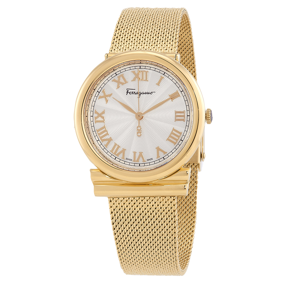 Ferragamo Open Box - Ferragamo Gancino Quartz Silver Dial Ladies Watch ...