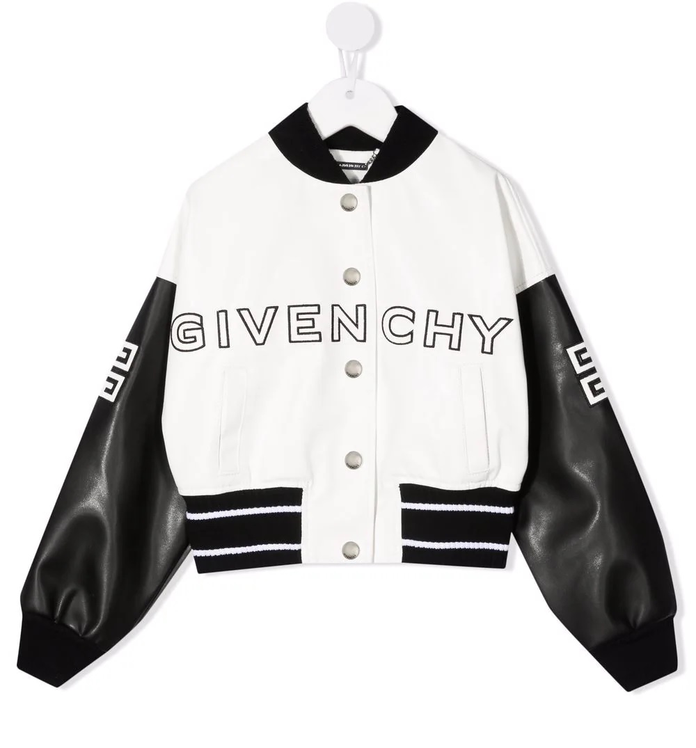 Givenchy Open Box - Givenchy Kids Logo Laux Leather Bomber Jacket, Size ...