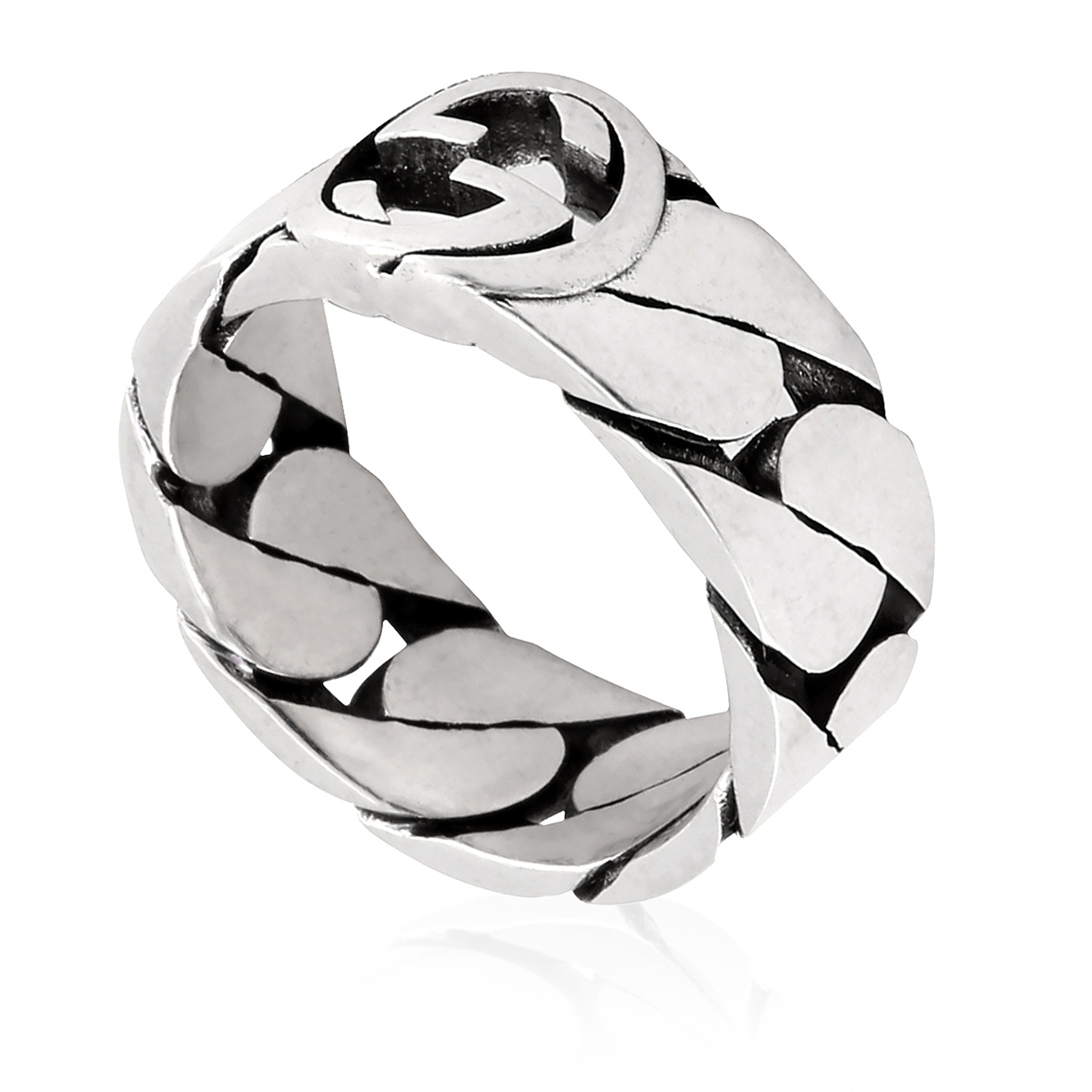 Gucci Open Box - Gucci Wide Interlocking G 8 mm Ring, Size 16 ...