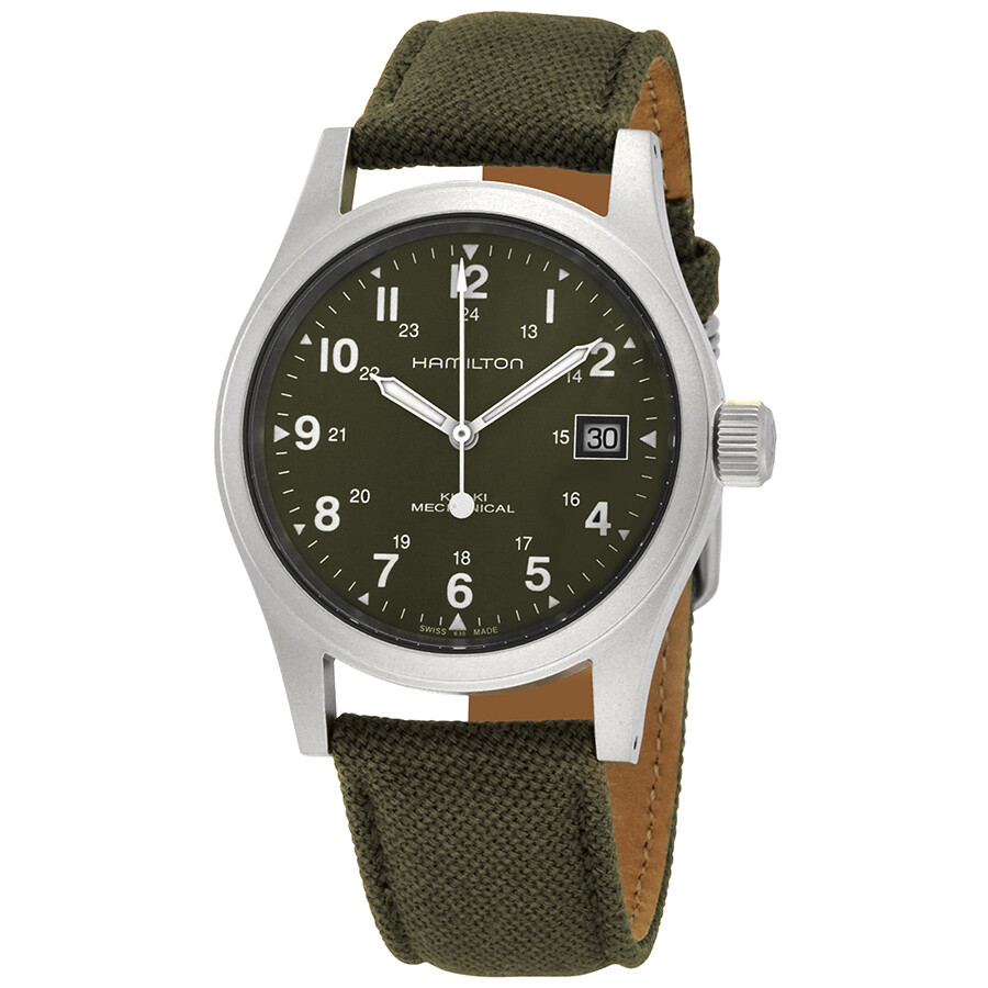 Hamilton Open Box - Hamilton Khaki Field Mechanical Green Dial Men's ...