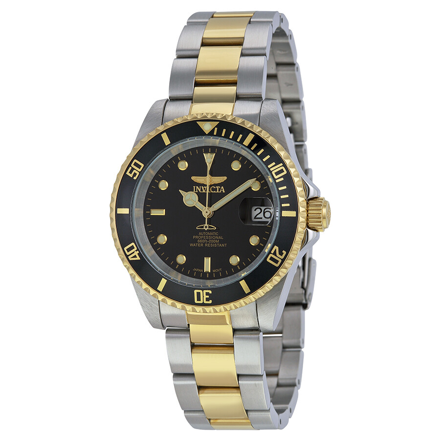 Invicta Open Box - Invicta Pro Diver Automatic Black Dial Two-tone Men ...