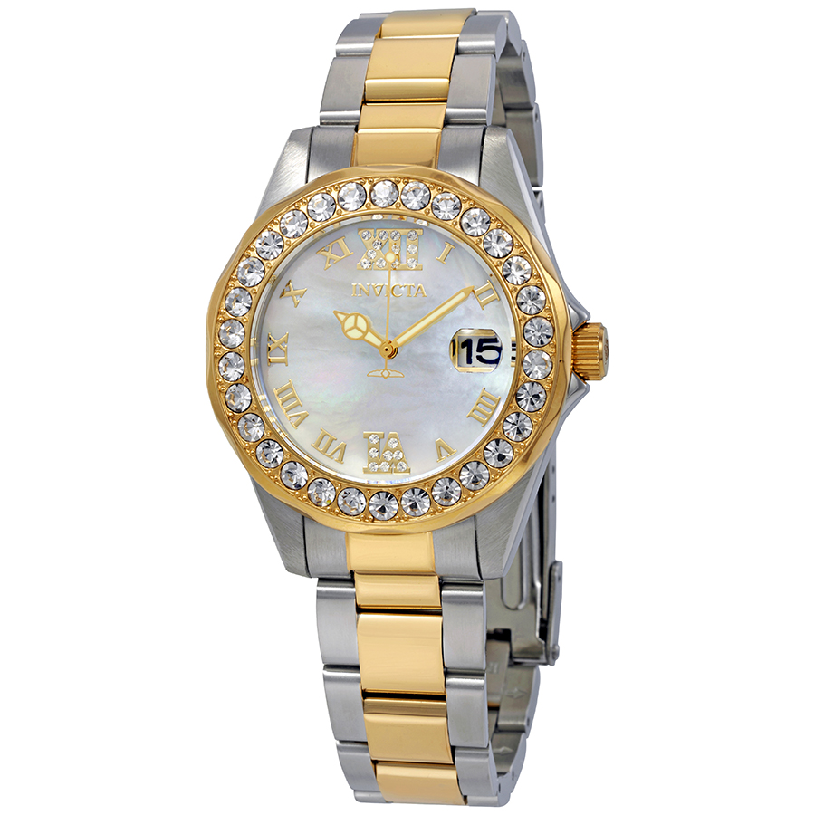 Invicta Open Box - Invicta Sea Base Crystal Mother of Pearl Dial Two ...