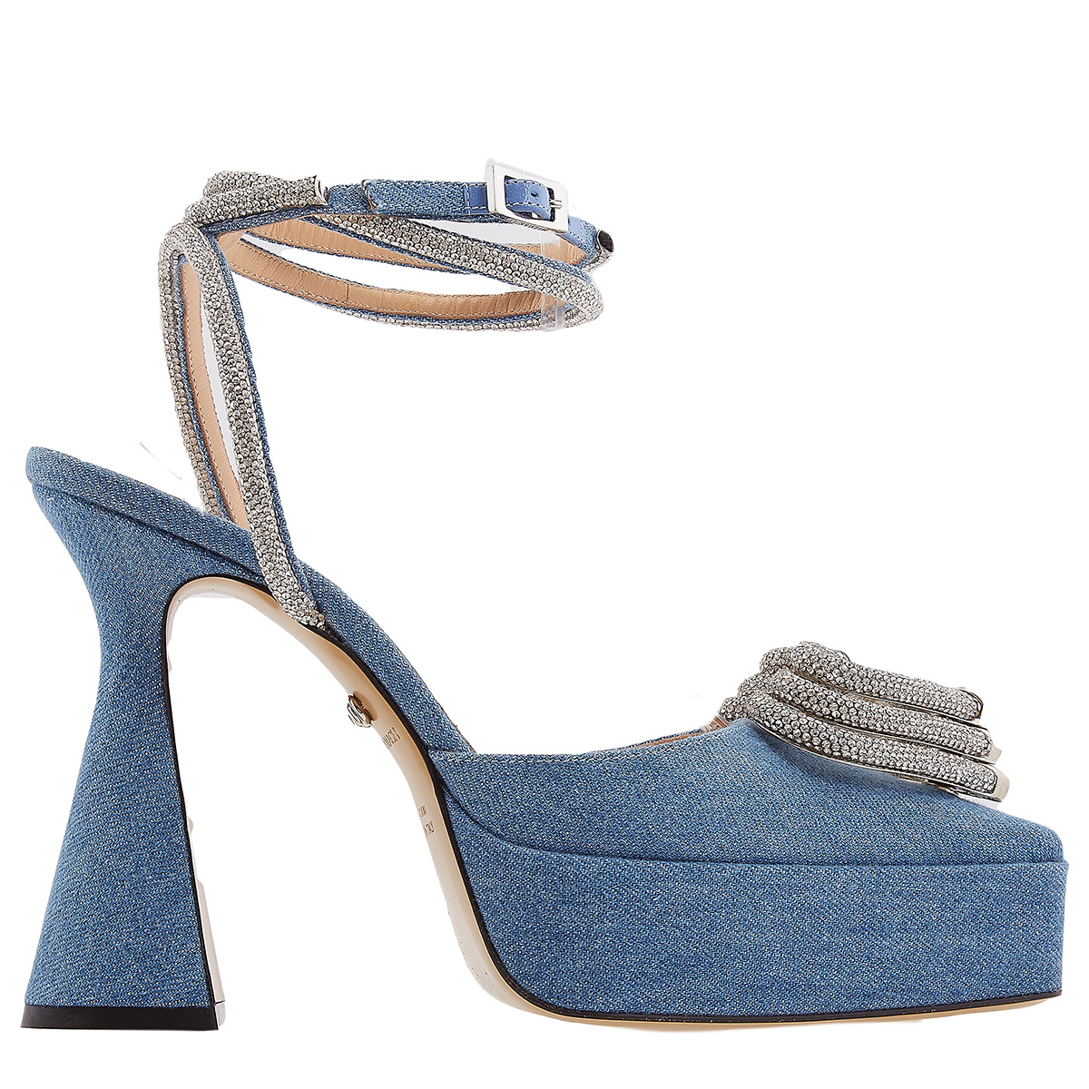 Mach & Mach Open Box - Mach & Mach Denim Blue Crystal Triple Heart ...