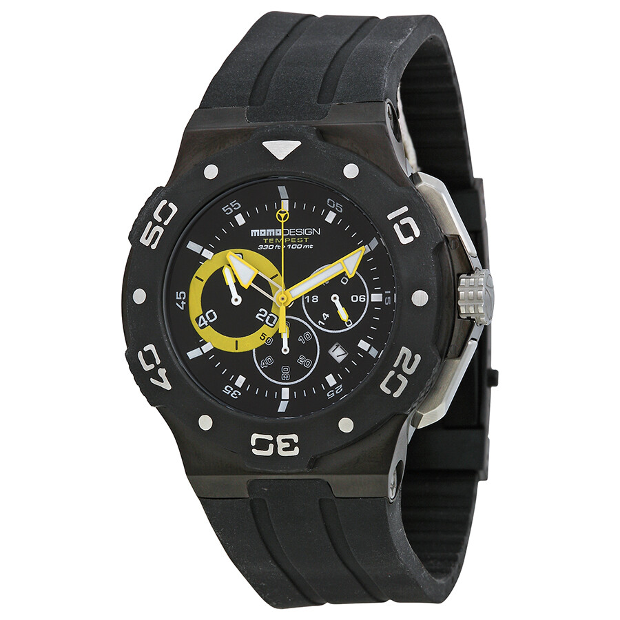Momo Design Open Box - Chronograph Black and Yellow Dial Black Silicone ...
