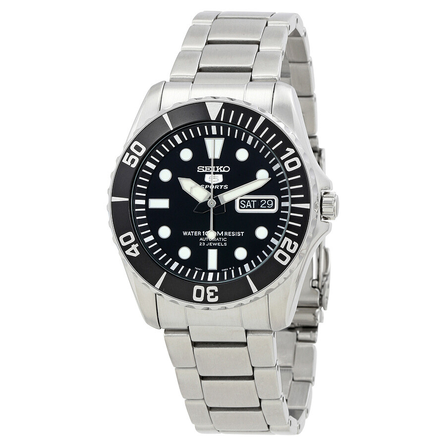 Seiko Open Box - Seiko 5 Automatic Black Dial Stainless Steel Men's ...