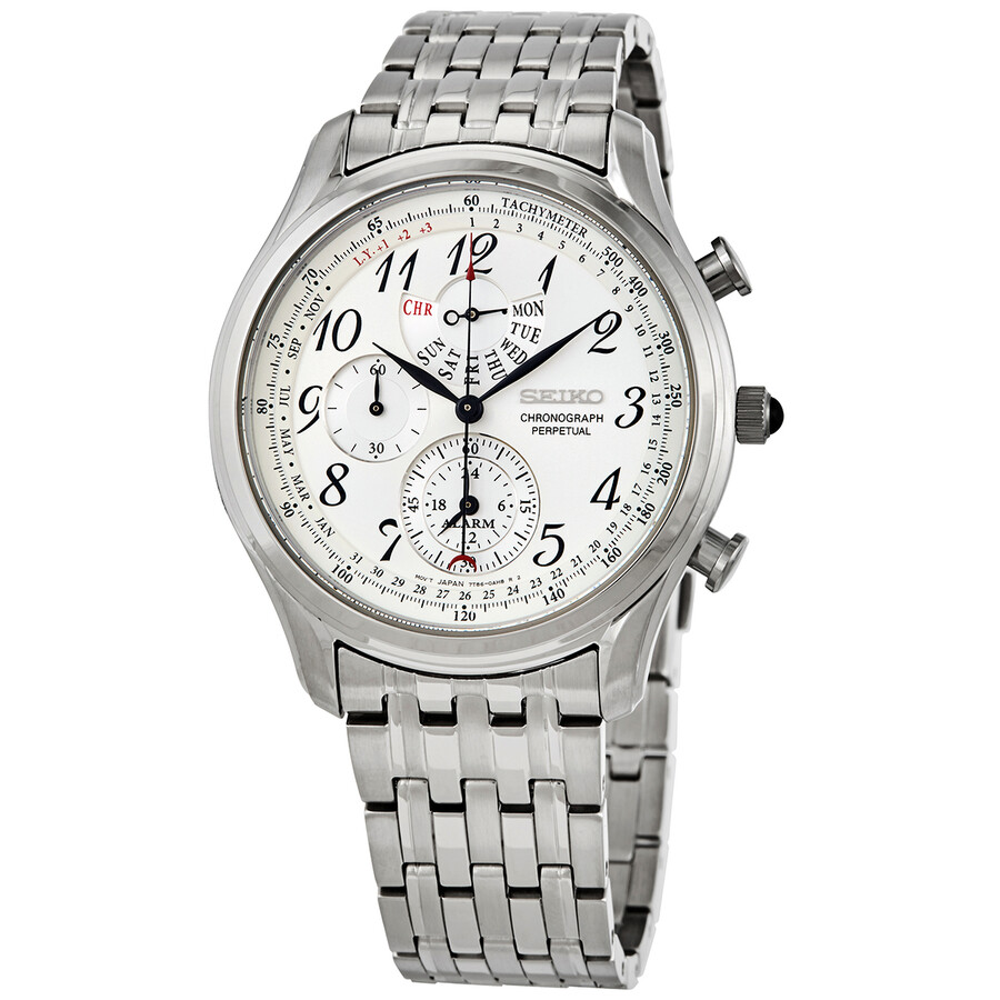 Seiko Open Box - Seiko Chronograph Alarm Quartz Silver Dial Men's Watch ...
