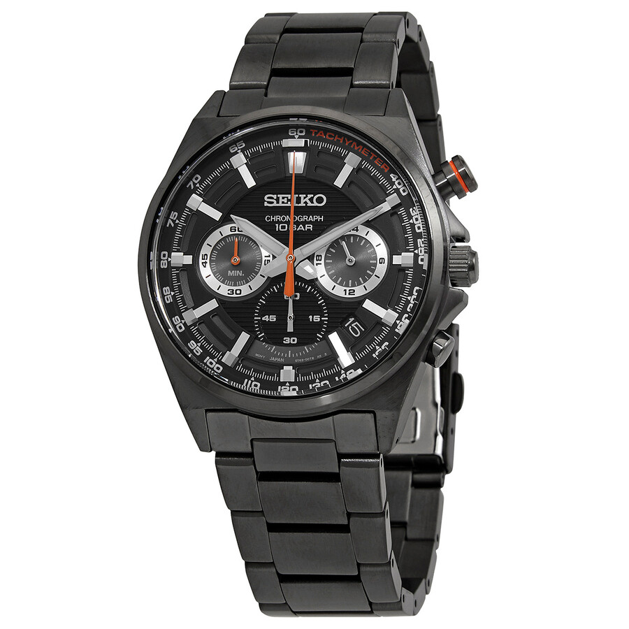 Seiko Open Box - Seiko Essentials Chronograph Quartz Black Dial Men's ...