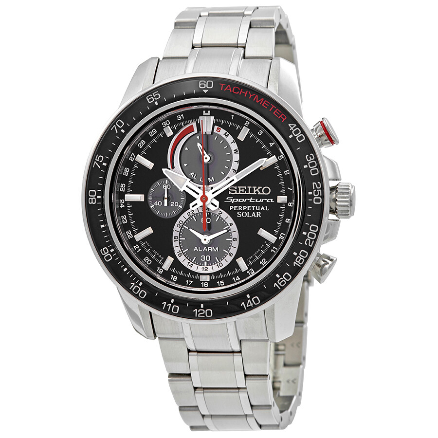 Seiko Open Box - Seiko Sportura Solar Chronograph Black Dial Men's ...