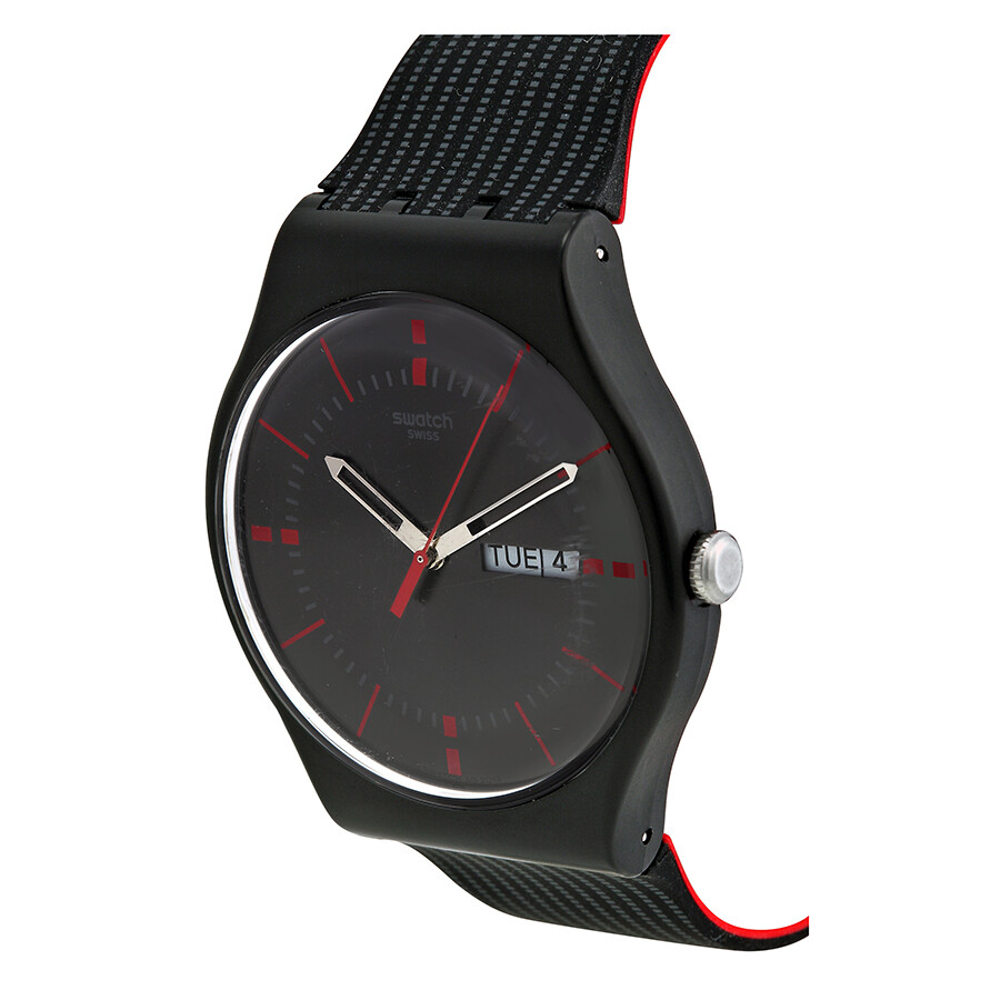 Open Box - Swatch Gaet Black Dial Black Silicone Men's Watch SUOB714 ...