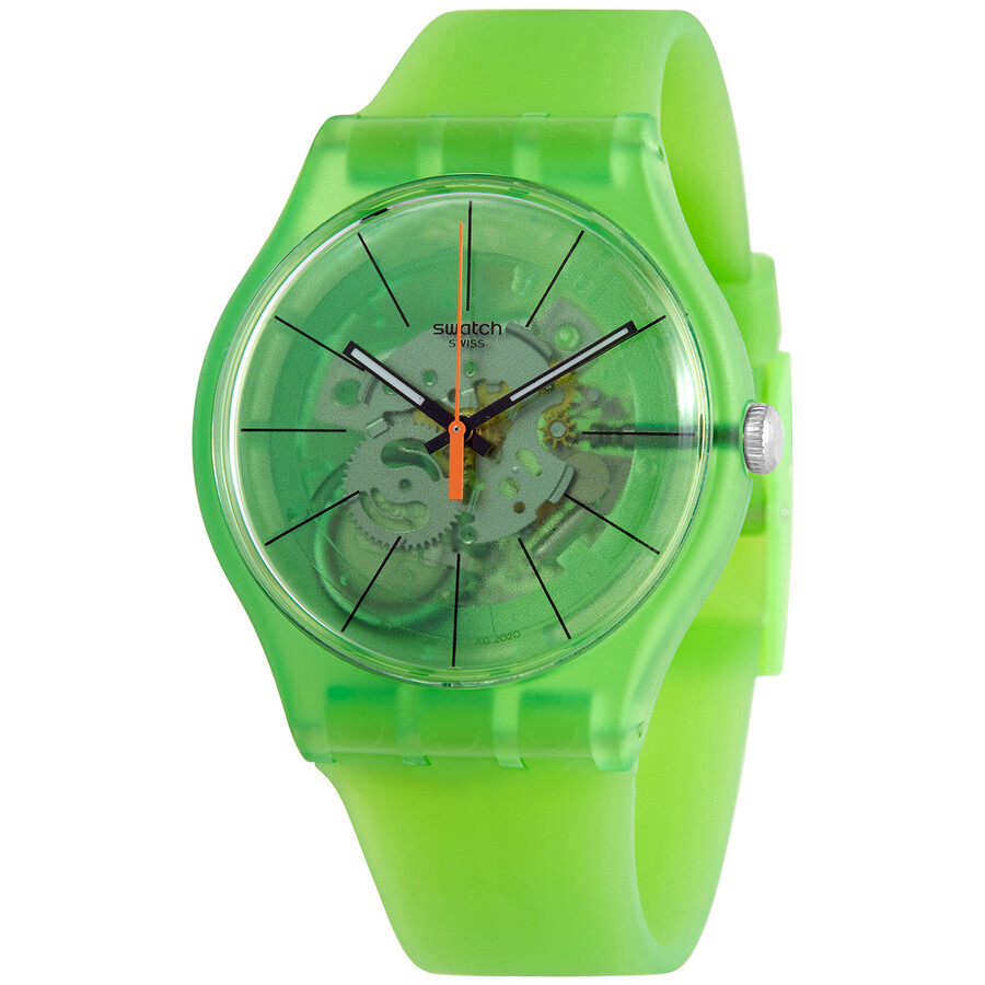Swatch Open Box - Swatch Kiwi Vibes Quartz Green Transparent Dial Men's ...