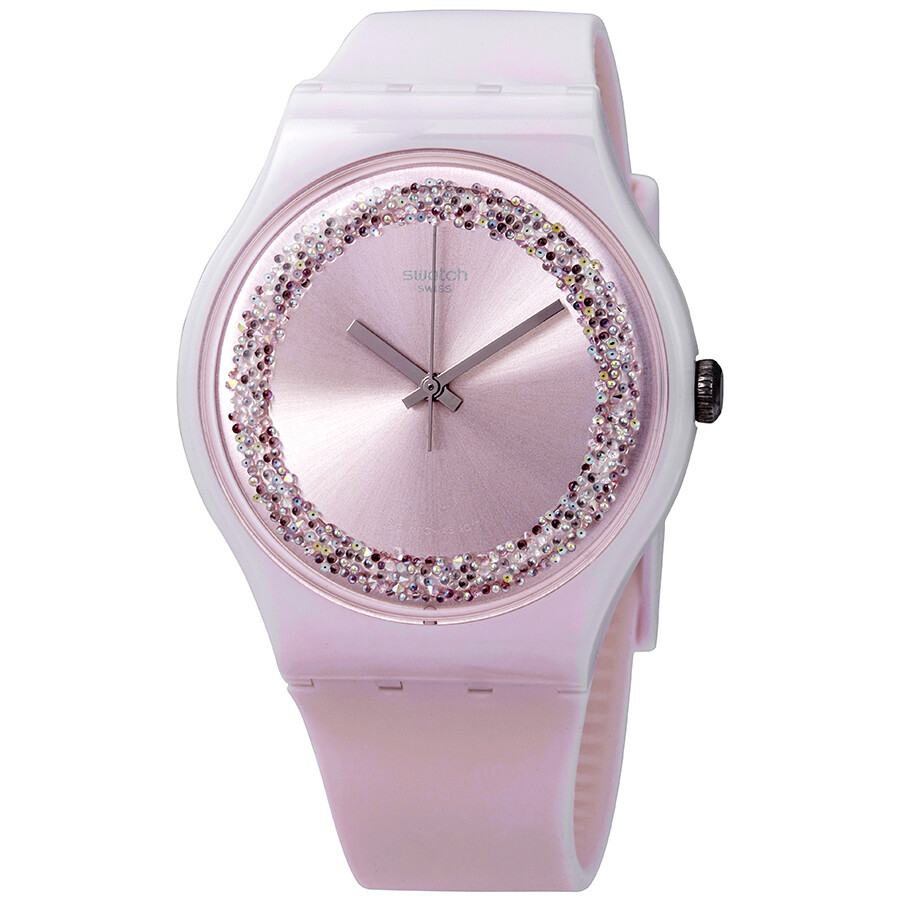 Swatch Open Box - Swatch Pinksparkles Light Pink / Crystal Dial Men's ...
