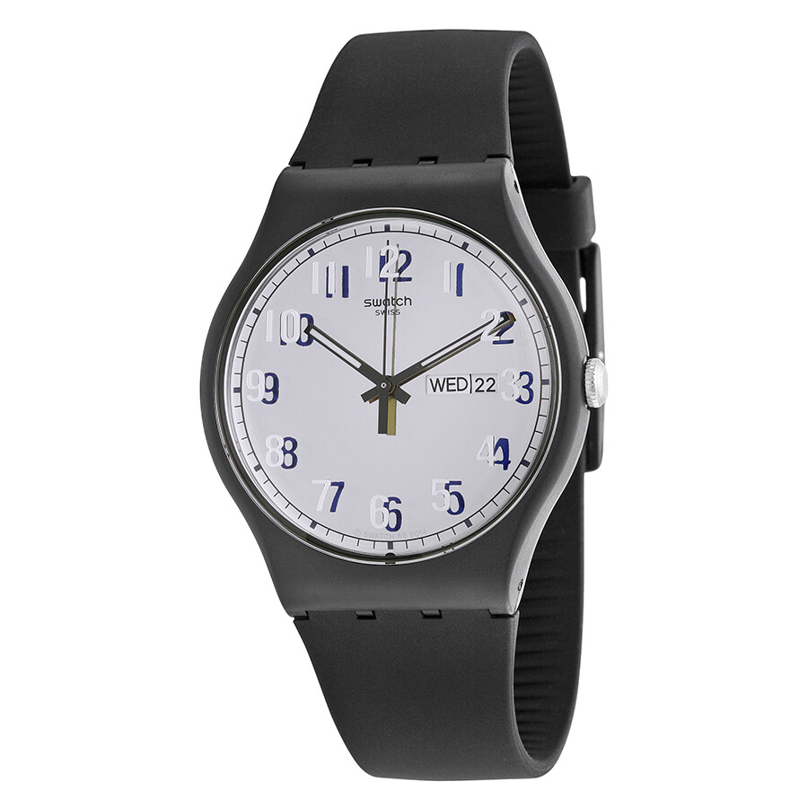 Swatch Open Box - Swatch Secret Service Grey Dial Black Silicone Unisex ...