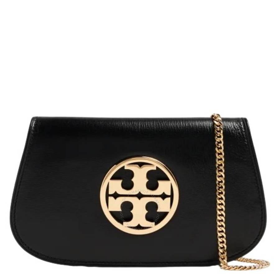 Tory Burch Open Box - Tory Burch Black Leather Reva Clutch With Chain ...
