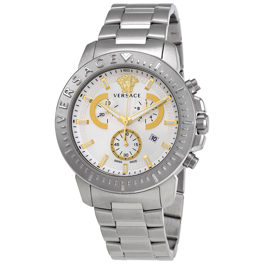 Versace Open Box - Versace Chronograph Quartz Silver Dial Men's Watch ...
