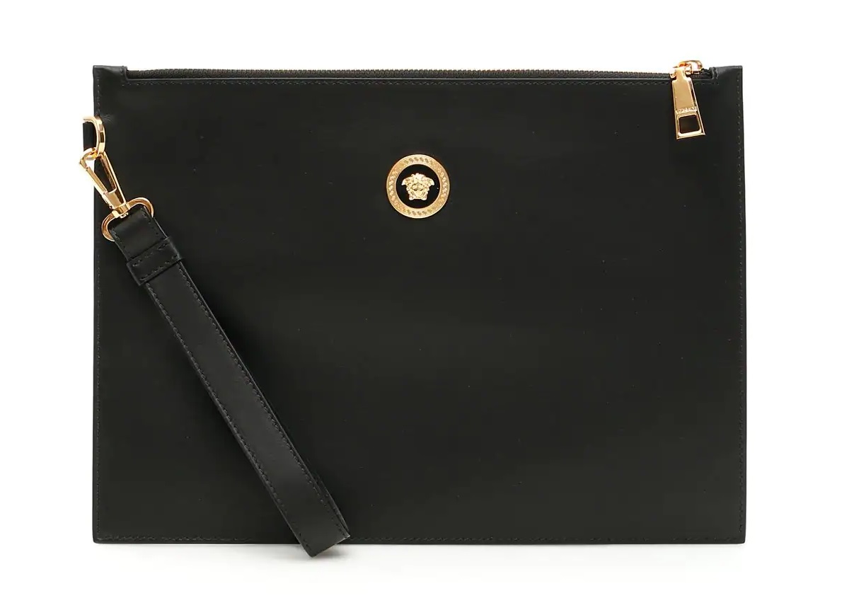 Versace Open Box - Versace Men's Medusa Medallion Black Leather Pouch ...