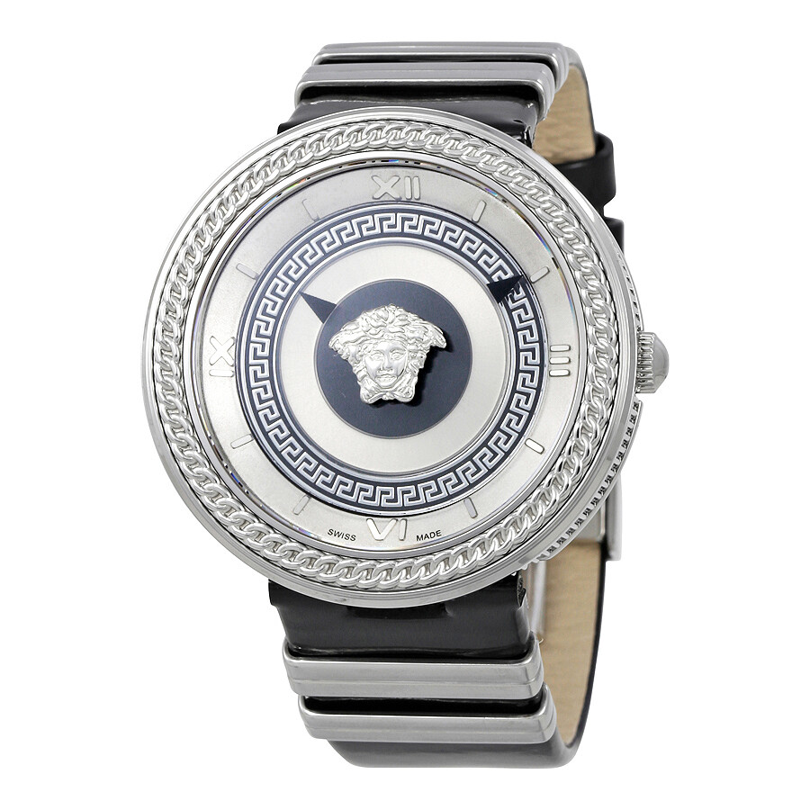 Versace Open Box - Versace Metal Icon Silver Dial Patent Leather Ladies ...