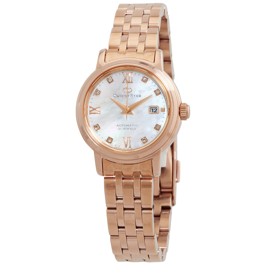 Orient Contemporary Automatic Diamond Mother of Pearl Dial Ladies Watch ...