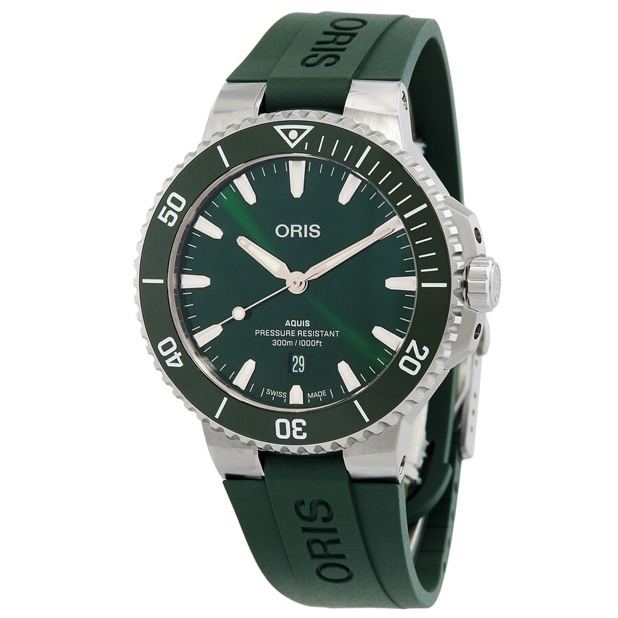 Oris Aquis Date Automatic Crystal Green Dial Men's Watch 01 733 7789 ...