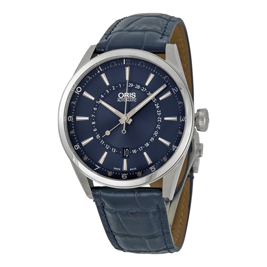 Oris Artix Moonphase Blue Dial Blue Leather Men's Watch 761-7691-4085LS ...