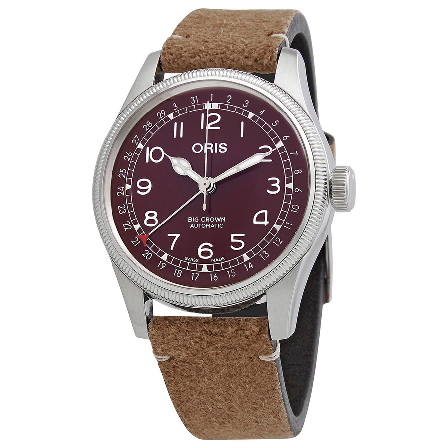 Oris Big Crown Automatic Red Dial Brown Leather Men's Watch 01 754 7741 ...