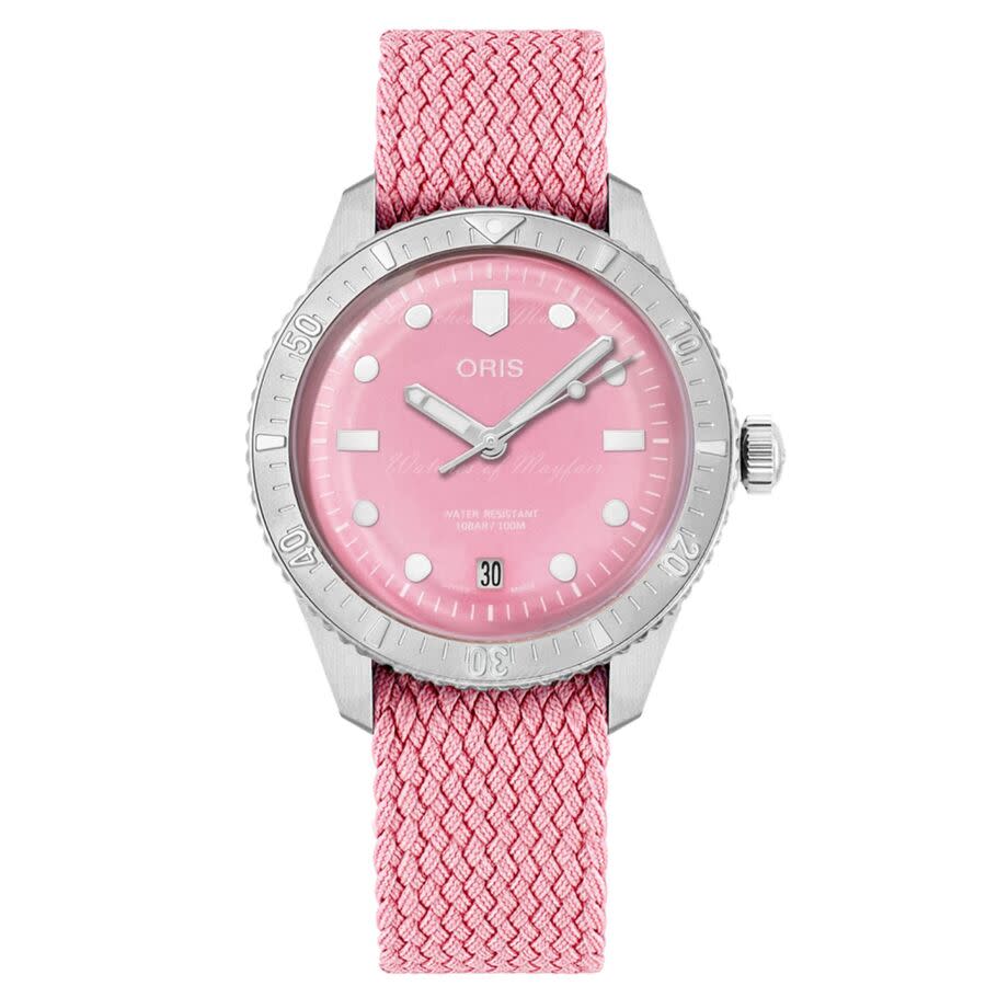 Oris Divers Automatic Pink Dial Ladies Watch 0731904BRS - Watches ...