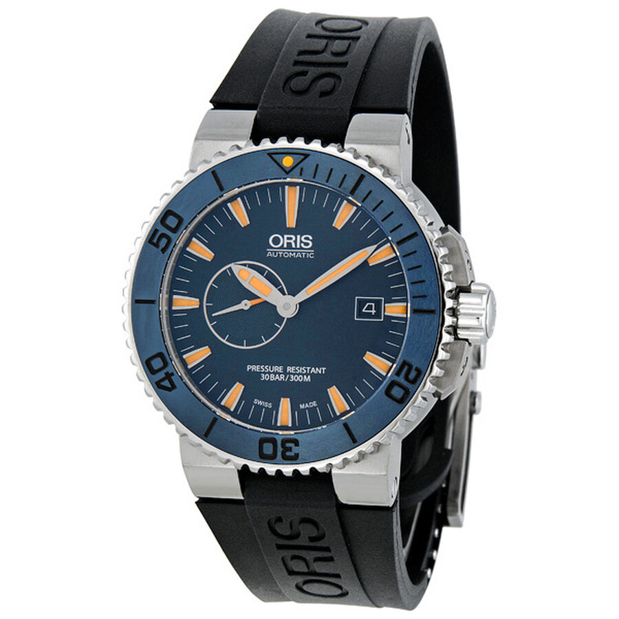 Oris Maldives Blue Dial Blue Ceramic Bezel Black Rubber Automatic Men's ...