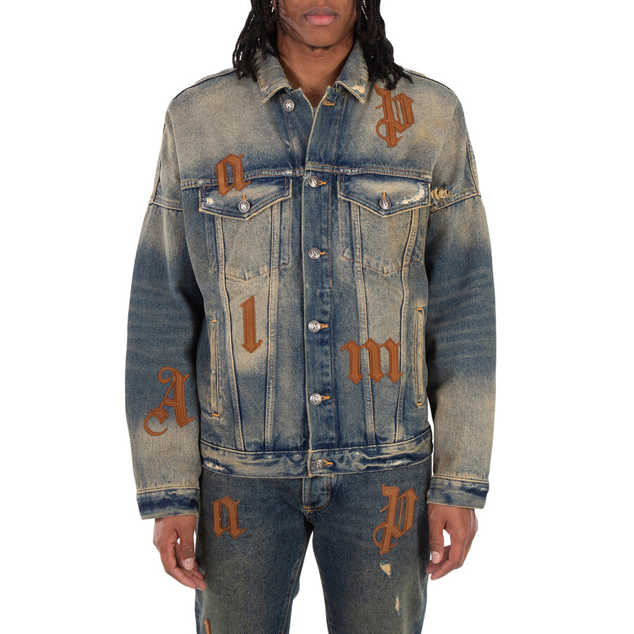 Palm Angels Flap Pockets Denim Jacket, Size Medium PMYE006F24DEN00-BLUE ...