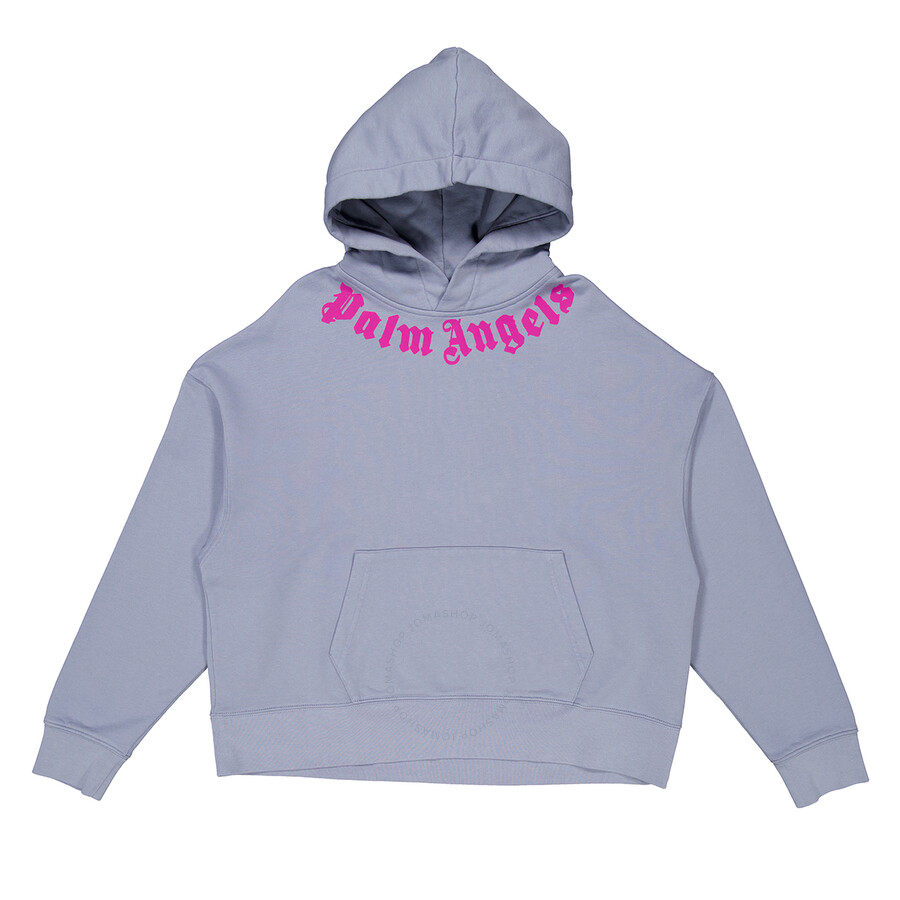 Palm Angels Neck Logo Hoodie in Light Grey, Size Small PMBB058F24FLE00 ...