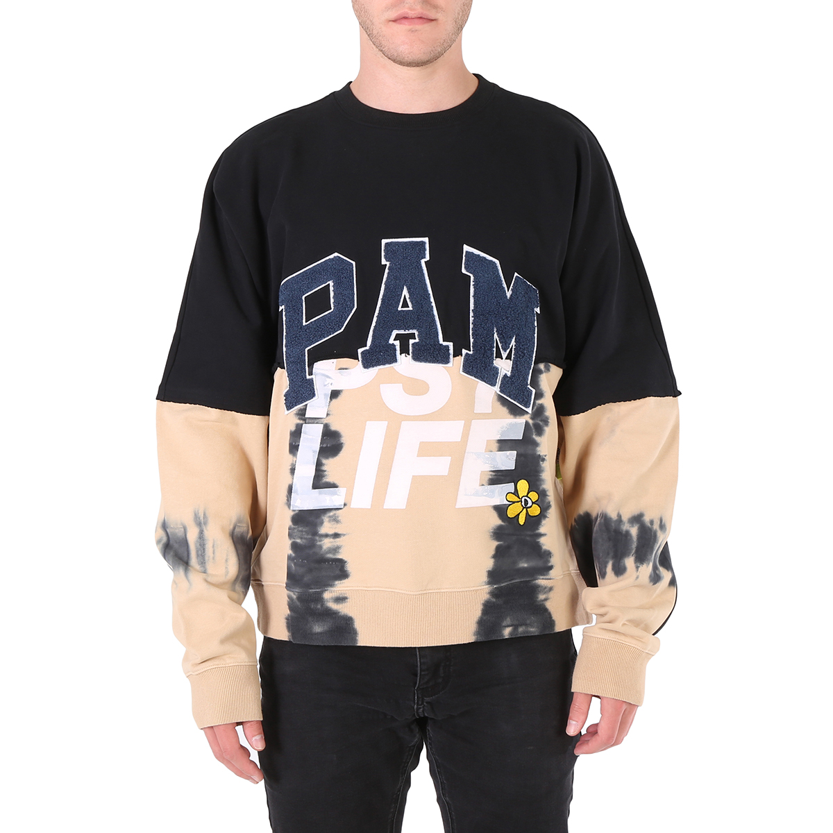 Pam Bicolor Logo-embroidered Sweatshirt, Size Small 3613-BKRT ...