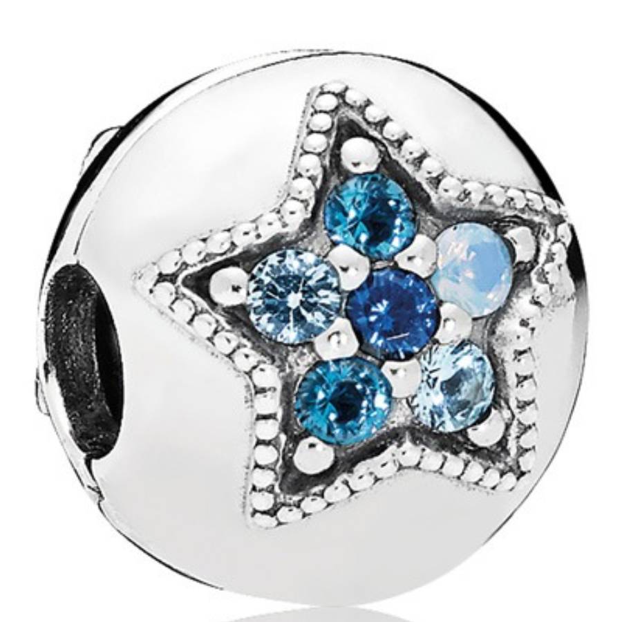 Pandora Bright Blue Star Clip Charm In Sterling Silver 796380NSBMX ...