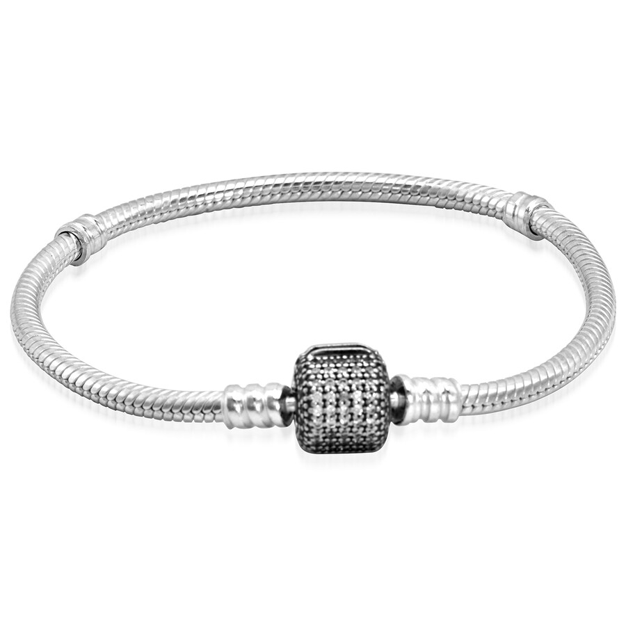 Pandora Ladies Sparkling Pave Clasp Snake Chain Bracelet In Sterling ...