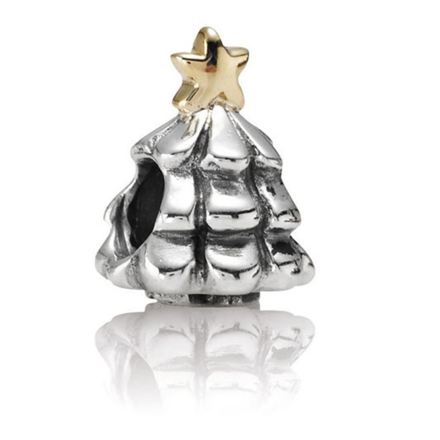 Pandora Sterling Silver Christmas Tree with 14K Gold Star - 790365 ...