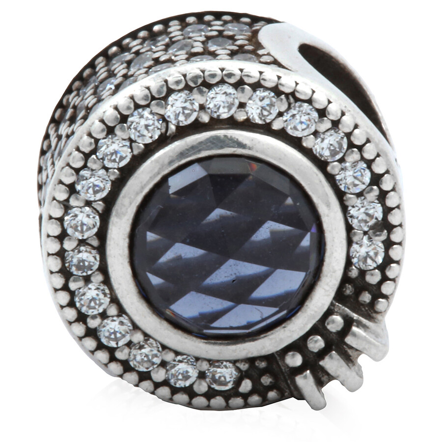 Pandora Sterling Silver O Crown Charm In Sparkling Blue 799058C01 ...