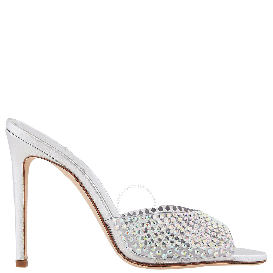 Paris Texas Ladies Iridescent Crystal Holly PVC Stiletto Mules, Brand ...