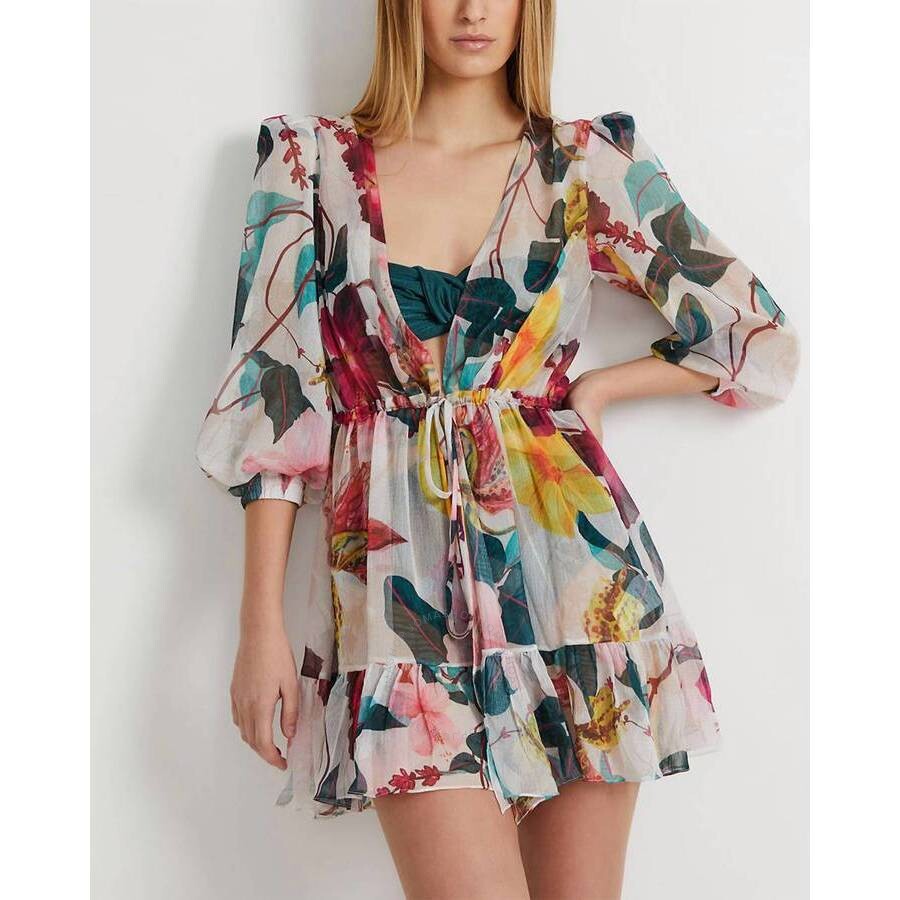 Patbo Women Hibiscus Coverup Dress Vanilla 79630-Vanilla - Apparel ...